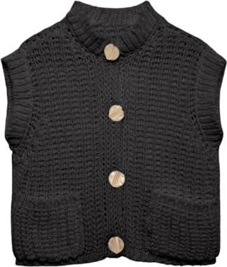 Generic Gilet sans Manche Femme Gilet Femme D&eacute;contract&eacute; Quotidien Ville Tricot Uni Col Rond - avec Poche, Pull Casual pour Usage Quotidien