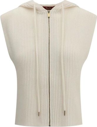 Max Mara Femme, Pulls, Blanc, Taille: 42 FR Wool Sleeveless Sweater