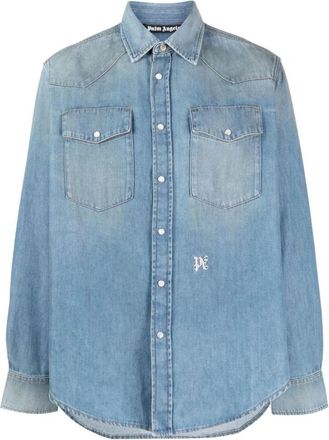 Palm Angels Homme, Chemises, Bleu, Taille: M Chemise en denim avec &eacute;cusson logo