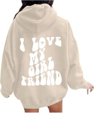 Generic Sweat &agrave; capuche confortable avec poches et lettres imprim&eacute;es pour la Saint-Valentin 2026, kaki, 4XL