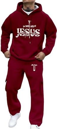 Generic Surv&ecirc;tement pour homme avec imprim&eacute; lettres, sweat &agrave; capuche, jambes droites, pantalon de surv&ecirc;tement ample avec poche droite, ensemble de surv&ecirc;tement