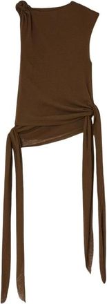 Ganni Femme, Tops, Brun, Taille: 42 FR Marl Mesh Tie Knot Tank Top