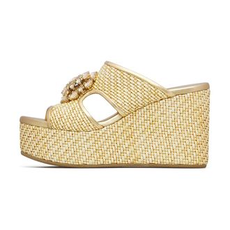 Loriblu Keilsandalen aus Bast und Lackleder - - Shoes - Damen - Gelb - 36 EU