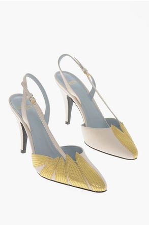 Valentino Lam&eacute;-Leder-Slingbacks LEAF mit konischem 9 cm Absatz Gr&ouml;&szlig;e 36,5