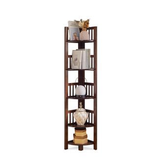 Generic Eck-B&uuml;cherregal, B&uuml;cherregal, hohes, schmales B&uuml;cherregal aus Holz, geeignet for die Aufbewahrung von B&uuml;chern, Fotoalben und Dekorationsgegenst&auml;nden z