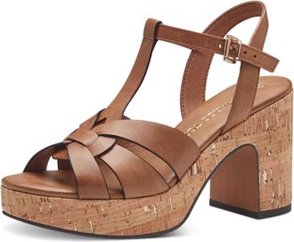 Marco Tozzi Damen Sandalen mit Absatz Elegant mit Schließe, Braun (Cognac), 41 EU