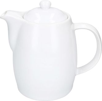 MamboCat Kanne Kawi aus Porzellan 850ml I wei&szlig;e Kanne mit Henkel & Deckel aus Porzellan f&uuml;r Tee- & Kaffee I schlichtes Design f&uuml;r Fr&uuml;hst&uuml;cks- & Kaffee-Runde