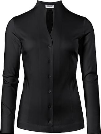 Vincenzo Boretti Chemisier, Modern-fit/légèrement cintré, col Calice, Jersey - Facile à Repasser Noir 42