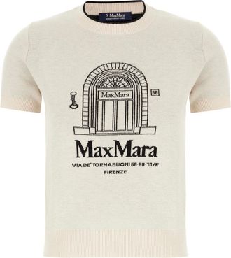 Max Mara Femme, Pulls, Beige, Taille: 36 FR Maglieria Graphic Print Knitted Top