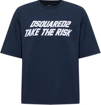 Dsquared2 T-shirt en coton avec logo - Homme - Tops - Bleu - Taille: S
