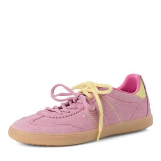 Tamaris Sneaker TAMARIS, Damen, Gr. 40, pink, Lederimitat, Veloursleder, unifarben mit Farbeinsatz, Schuhe Sneaker, Schn&uuml;rschuh, Halbschuh, Freizeitschuh mit 