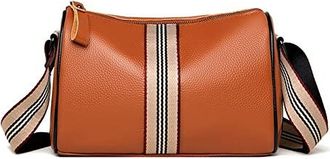 Generic Sac &agrave; bandouli&egrave;re en cuir de vache pour femme, petit sac &agrave; main cylindrique, sac &agrave; bandouli&egrave;re tendance, sac &agrave; bandouli&egrave;re d&eacute;contract&eacute;, jaune, Small