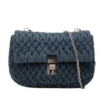 Miu Miu Pre-owned Quilted Denim Crossbody Bag - - Pre-owned - Damen - Blau - ONE SIZE