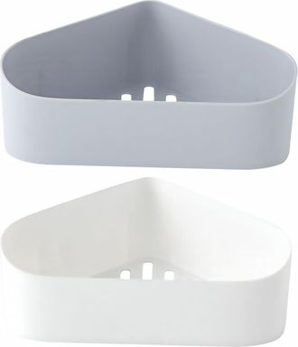 Lurrose 2 St&uuml;ck Teiliges Eckregal aus Kunststoff ohne Bohren Wandmontiertes Badregal mit Gro&szlig;er Langlebiges f&uuml;r K&uuml;che und Badezimmer zur Sauberen Aufbewahrung