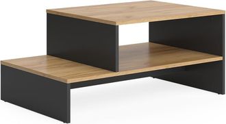 Vicco Couchtisch Amely, Goldkraft Eiche/Anthrazit, 90 x 55 cm mit Regal