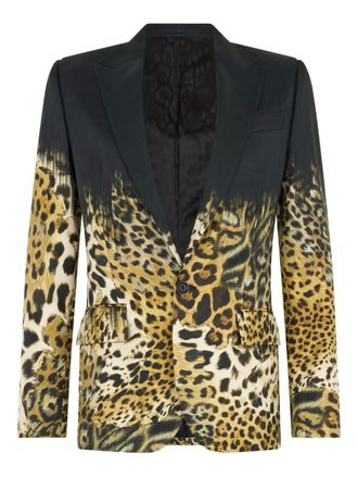 Roberto Cavalli Sakko mit Leoparden-Print - Schwarz
