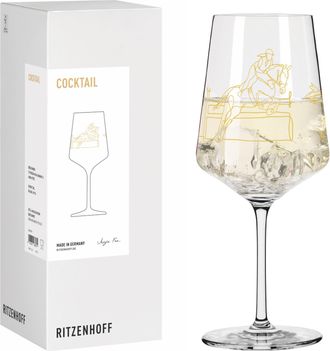 Ritzenhoff 8084009 Cocktail Glas 500 ml, Serie Reitgold - Anja Fee Edition mit dynamischer Reitszene aus feinen Golddetails - Made in Germany