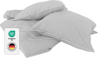 jilda-tex Luxus Premium-Bettwäsche aus Eukalyptus 100% Lyocell Tencel Zertifiziert besonders nachhaltig (Hellgrau, 6 TLG. 2x155x220cm / 2x80x80cm / 2x40x80cm)