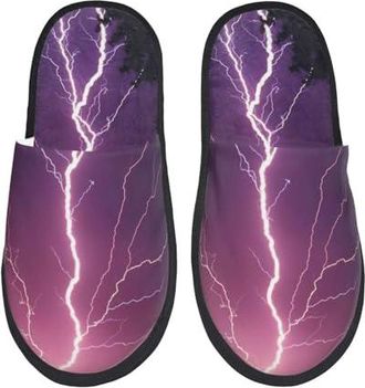 Generic Pantoufles Hommes Impression violette orageuse L&eacute;g&egrave;re Chaussons pour Homme Confortable Chaud Maison Pantoufles Adulte Maison M