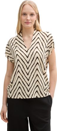 Tom Tailor Damen 1047065 T-Shirt, 38058-Natural Zig Zag Design, XL