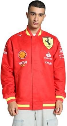 Puma Veste d&eacute;quipe Scuderia Ferrari 2024 pour hommes - Rouge Br&ucirc;l&eacute; - Taille: XL