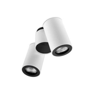 Leds - C4 Leds-C4 Pipe - Plafonnier double r&eacute;glable &agrave; 2 ampoules, blanc, noir, GU10