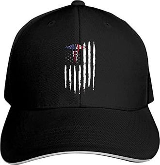 Generic Baseball Casquette Infirmi&egrave;re Am&eacute;ricaine, Infirmi&egrave;re avec Drapeau Am&eacute;ricain Unisexe Casquette De Baseball R&eacute;glable Sunhat pour Golf Femmes Randonn&eacute;e