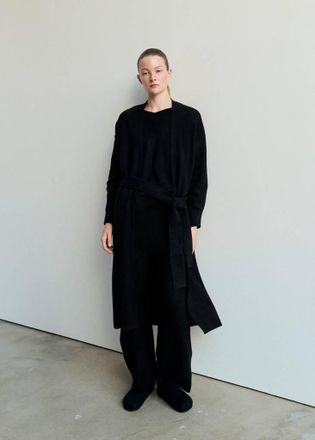 Mango Peignoir long en maille noir - Femme - S - MANGO