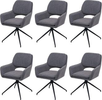 Hhg Neuwertig] 6er-Set Esszimmerstuhl HHG 638, K&uuml;chenstuhl, drehbar Auto-Return, Stoff Boucl&eacute; (540g/m&sup2;) &Ouml;ko-Tex grau