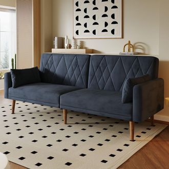 Fengbay YAIXBNG Kleines Sofa, Zweisitzer-Sofa, Schlafsofa, Schlafsofa mit Schlaffunktion, Schlafsofa aus Samtstoff, geeignet f&uuml;r Wohnzimmer, Schlafzimmer, Hei
