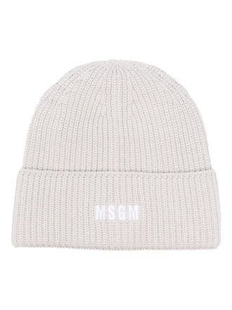 Msgm bonnet nervur&eacute; &agrave; logo brod&eacute; - Gris