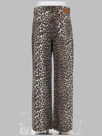 Ganni Wide-Leg Animal Print Jeans - Multicolor