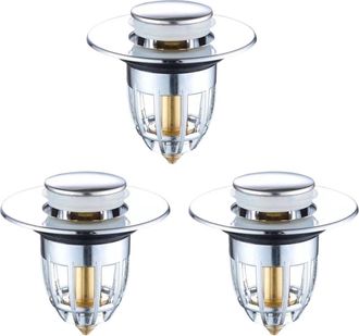 Generic Universal Stopper Waschbecken Sieb Push Down Pop Up Anti Verstopfung Abfluss Haar Catcher for K&uuml;che Und Bad Abdeckung(3 pcs)