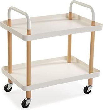 VERSA Skuvoy Badezimmer-Hilfsmöbel, Aufbewahrungswagen oder -Karren, mit 2 Ablagen und Rädern, Maßnahmen (H x L x B) 55 x 36 x 53,5 cm, Metall und Kunststof