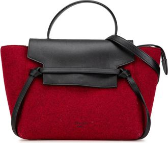 Celine Hobo Bags - Mini Felt and Calfskin Belt Satchel - Gr. unisize - in Rot - f&uuml;r Damen