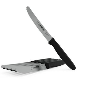 GIESSER seit 1776 - Made in Germany - Tomatenmesser 6er Set schwarz, Klinge 11 cm, rutschfest, kleines Universalmesser sp&uuml;lmaschinenfest, rostfrei