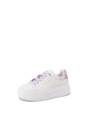 Queen Helena Baskets Platform Baskets avec strass pour femme X32-9, X32 8 Blanc et Violet, 36 EU