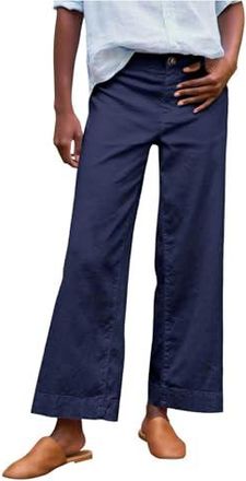 Generic Pantalon de travail pour femme - Taille &eacute;lastique - Poches droites - Couleur unie - Pantalon d&eacute;contract&eacute; - Pantalon long en jersey pour femme, bleu ma