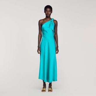 Sandro Robe longue satin&eacute;e &agrave; naud