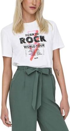 Only Onllucia Reg S/S Top JRS T-Shirt, Blanc, XL Femme