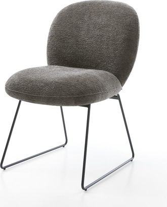 DELIFE Esszimmerstuhl Nube-Flex Boucl&eacute; Soft Schlamm Kufengestell Schwarz Taschenfederkern, Esszimmerst&uuml;hle