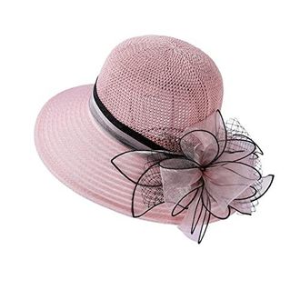 Generic Chapeau de lapin pour femmes - Mariage - &Eacute;glise - Th&eacute; - Casquette large bord - Chapeau de mari&eacute;e, Rose, taille unique