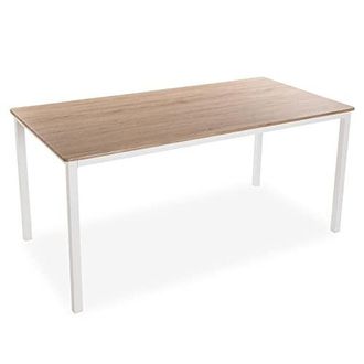 VERSA Amaia Table &agrave; Manger pour Cuisine, Terrasse, Jardin ou Salle &agrave; Manger, Dimensions (H x l x L) 79 x 80 x 160 cm, Bois et m&eacute;tal, Couleur: Blanc
