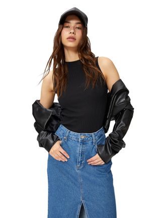 Koton Women Basic Sleeveless Ribbed Halter Neck Tank Top