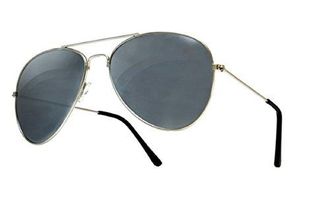 4sold Lunettes de soleil style aviateur années 70 Verres effet miroir Protection UV 400 Unisexe étui inclus Taille unique, Homme Femme, aviator silver black