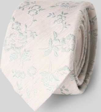 Olymp Krawatte aus Seiden-Mix mit floralem Allover-Stitching