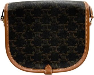 Celine Pre-owned Sac bandouli&egrave;re en toile Triomphe Folco - Femme - Pre-owned - Brun - Taille: ONE Size