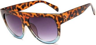 Generic Lunettes de soleil surdimensionnées à dessus plat pour femmes grandes montures UV400 oeil de chat 2026, Gris léopard., Taille unique