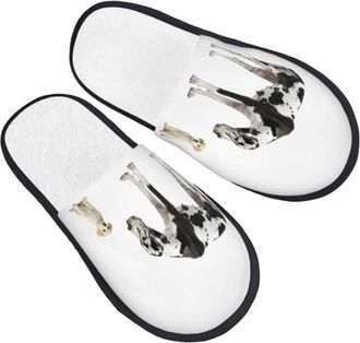 Generic Pantoufle Maison Grand Danois Noir Et Blanc Hiver Pantoufles Confortable Hiver Chaussures Chaudes Unique Chaussons Maison Pour Maison Camping Chambre 