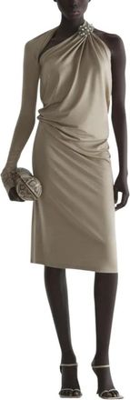 MUGLER Femme, Robes, Beige, Taille: 34 FR Robe Midi Asym&eacute;trique en Jersey &agrave; Une &Eacute;paule